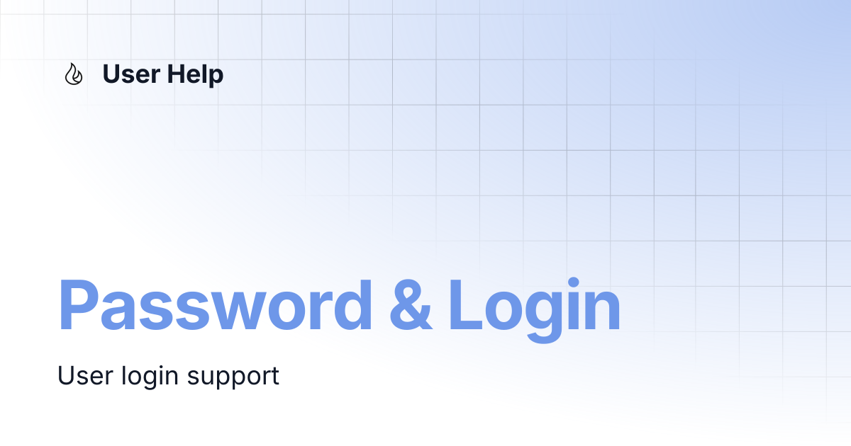 Password & Login | User Help